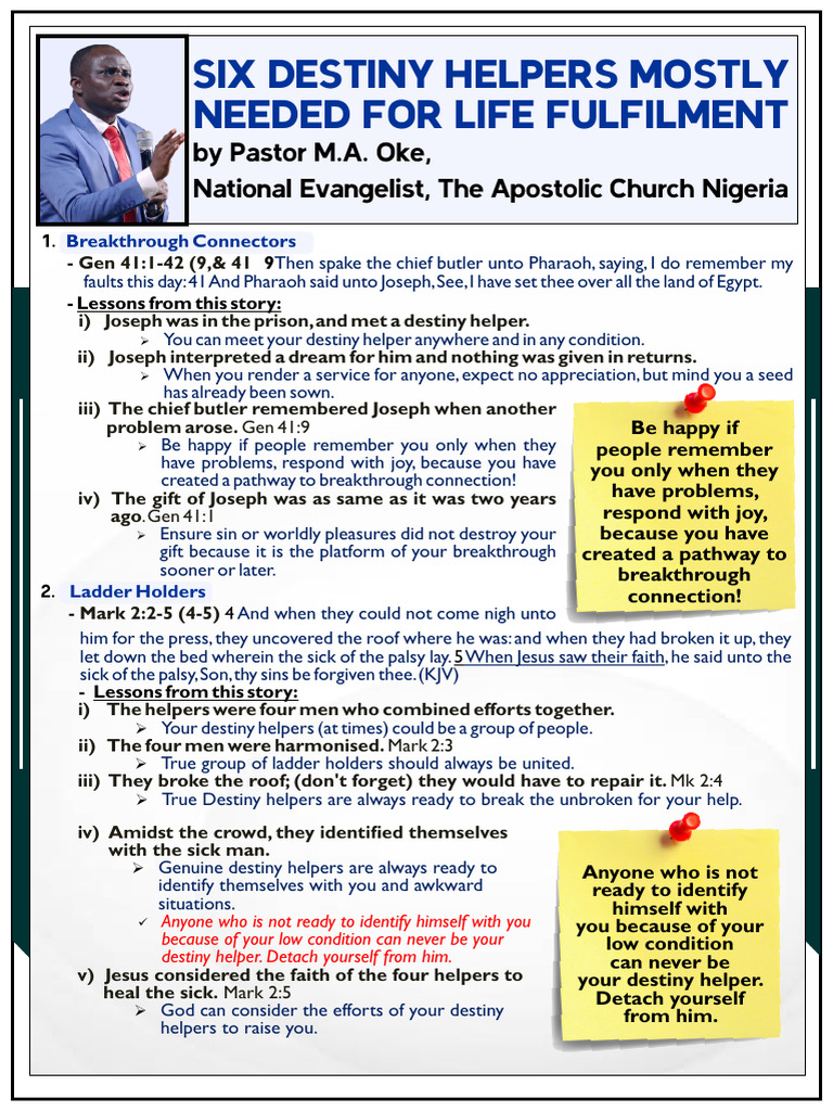 Six Key Destiny Helpers for Fulfillment | PDF | Jacob | Religious ...