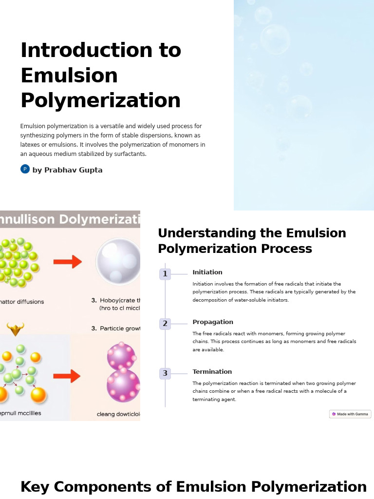 Emulsion Polymerization: Process & Benefits | PDF | Polymerization | Polymers