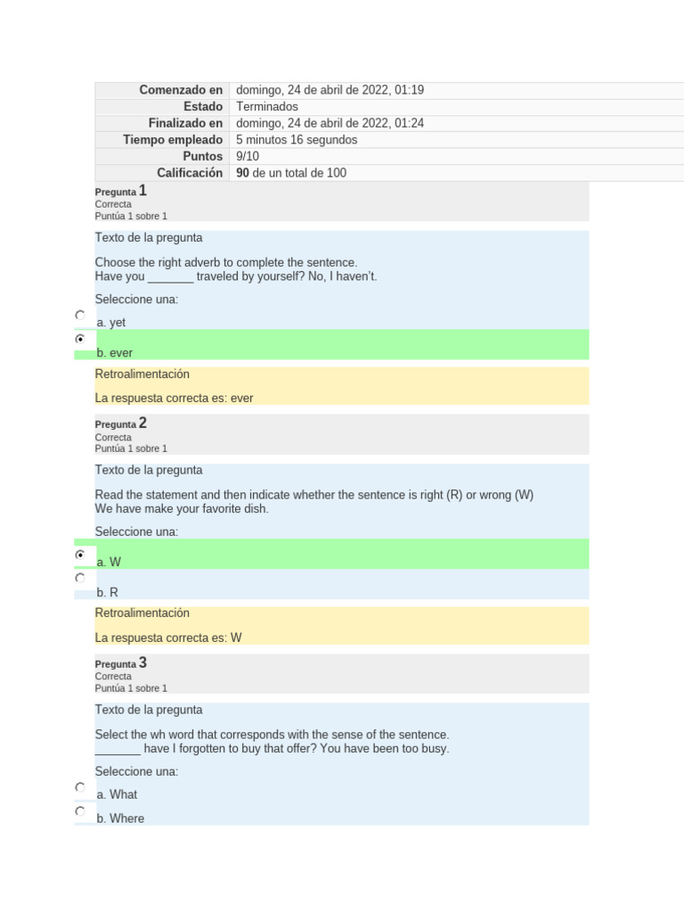 Evaluación de Gramática Inglesa | PDF