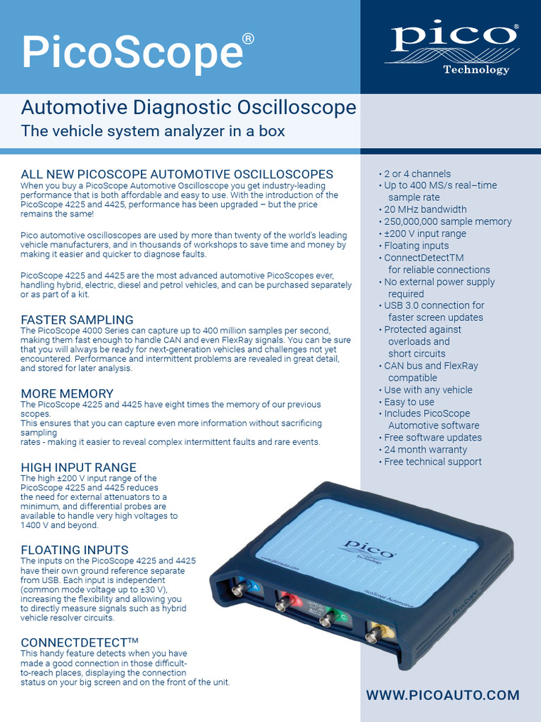 MM056-7 Picoscope 4225-4425 Data Sheet | PDF | Computer Engineering | Electronics