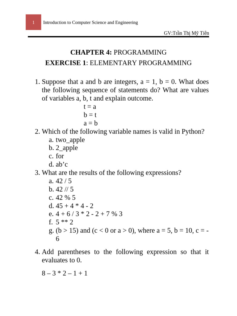 Exercise 1 | PDF | Computer Programming | Software Engineering