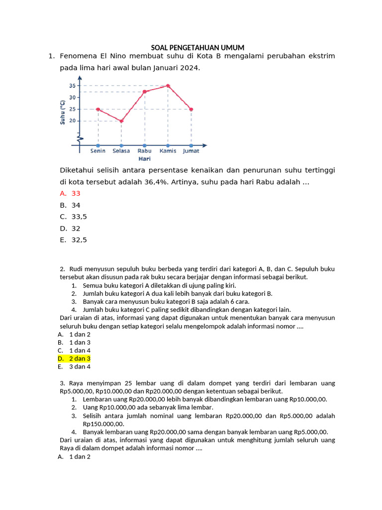 Soal Penalaran Umum Siswa Pib | PDF | Olahraga & Rekreasi