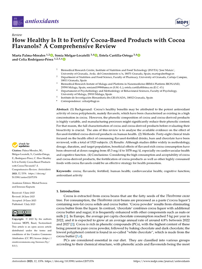 How Healthy Is It To Fortify Cocoa-Based Products With Cocoa Flavanols ...