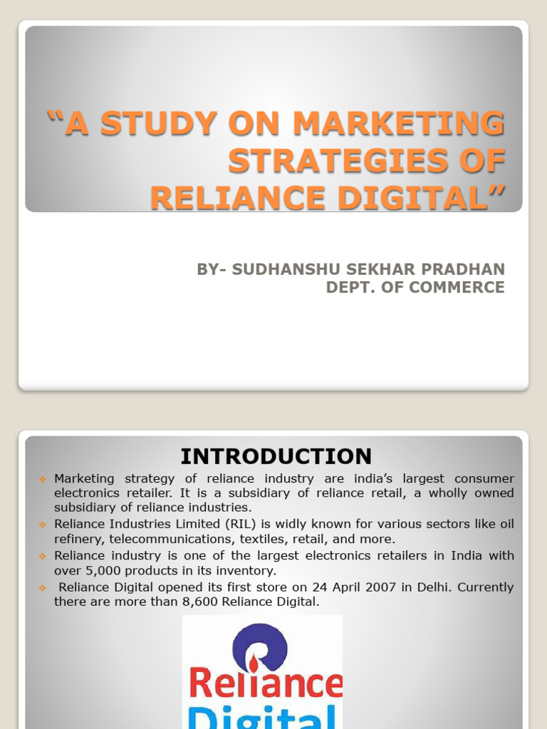 A Study On Marketing Strategies of Reliance | PDF | Marketing | Economies