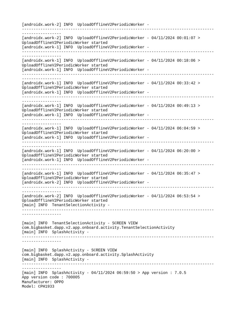 Android App Log Analysis 04/2024 | PDF | Android (Operating System) | Computing