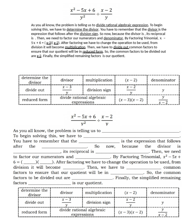Simplifying Rational Algebraic Expressions | PDF