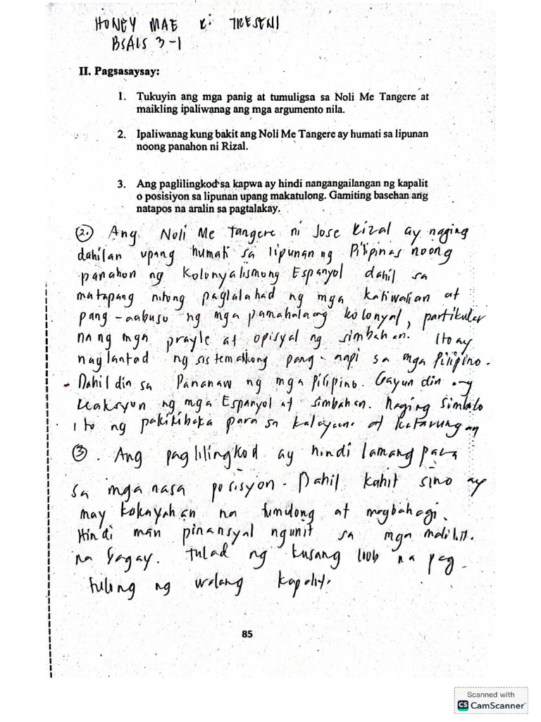 Treseni Honey Mae R. Rizal Activity | PDF