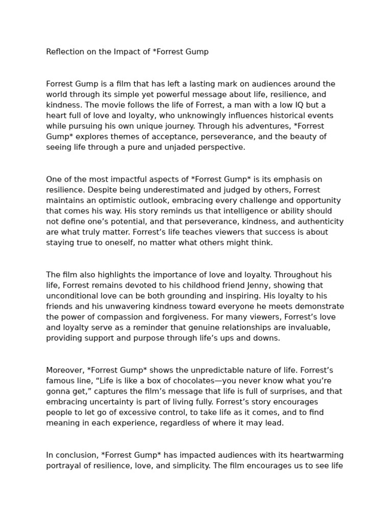 Movie Reflection Forest Gump | PDF