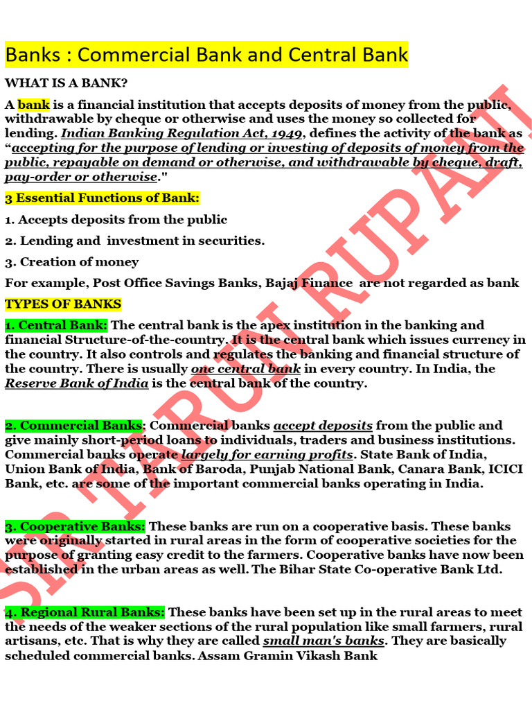 2408200908102231055banks - Commercial Bank and Central Bank | PDF ...