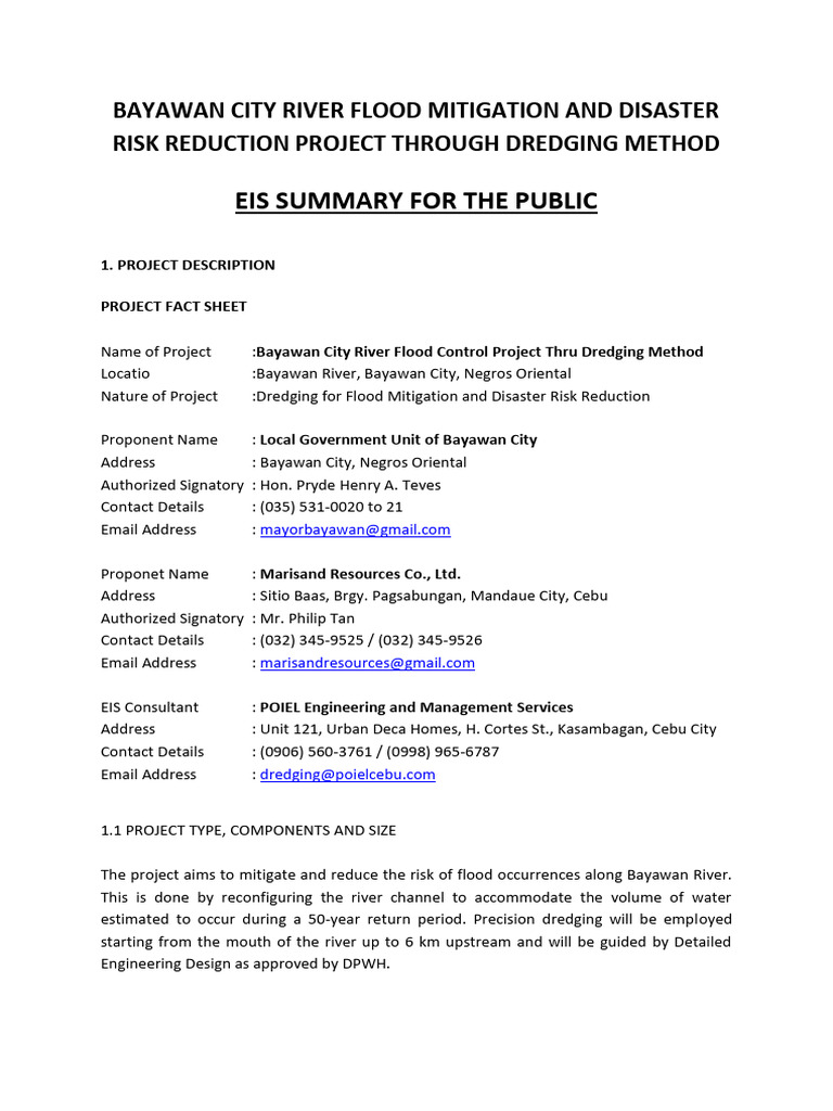 ESP English - Bayawan City River Flood Control | PDF | Dredging | Environmental Science