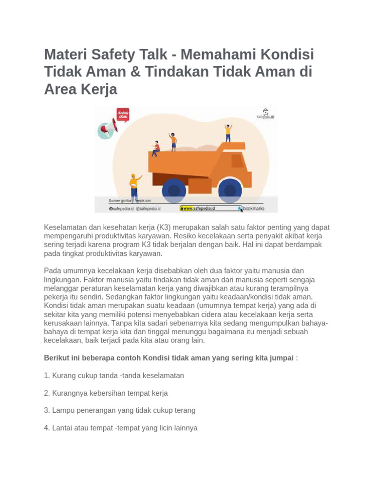 Materi Safety Talk | PDF