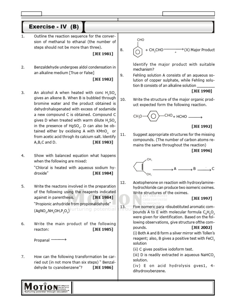 Exercise 4(B) | PDF | Chemical Reactions | Chemical Compounds