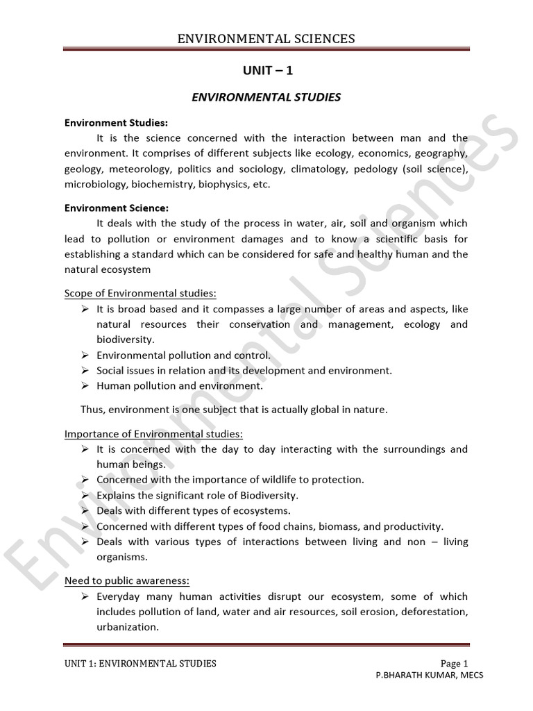 ES UNIT - 1 | PDF | Erosion | Petroleum