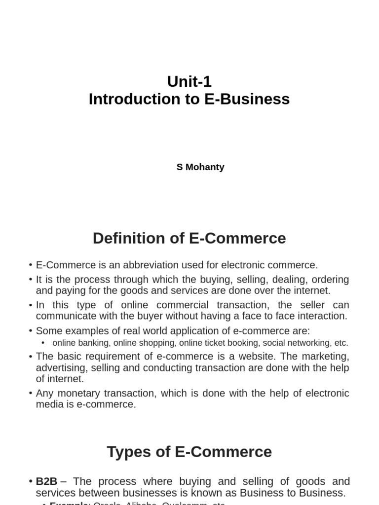 Introduction To E-Commerce | PDF | Electronic Business | E Commerce
