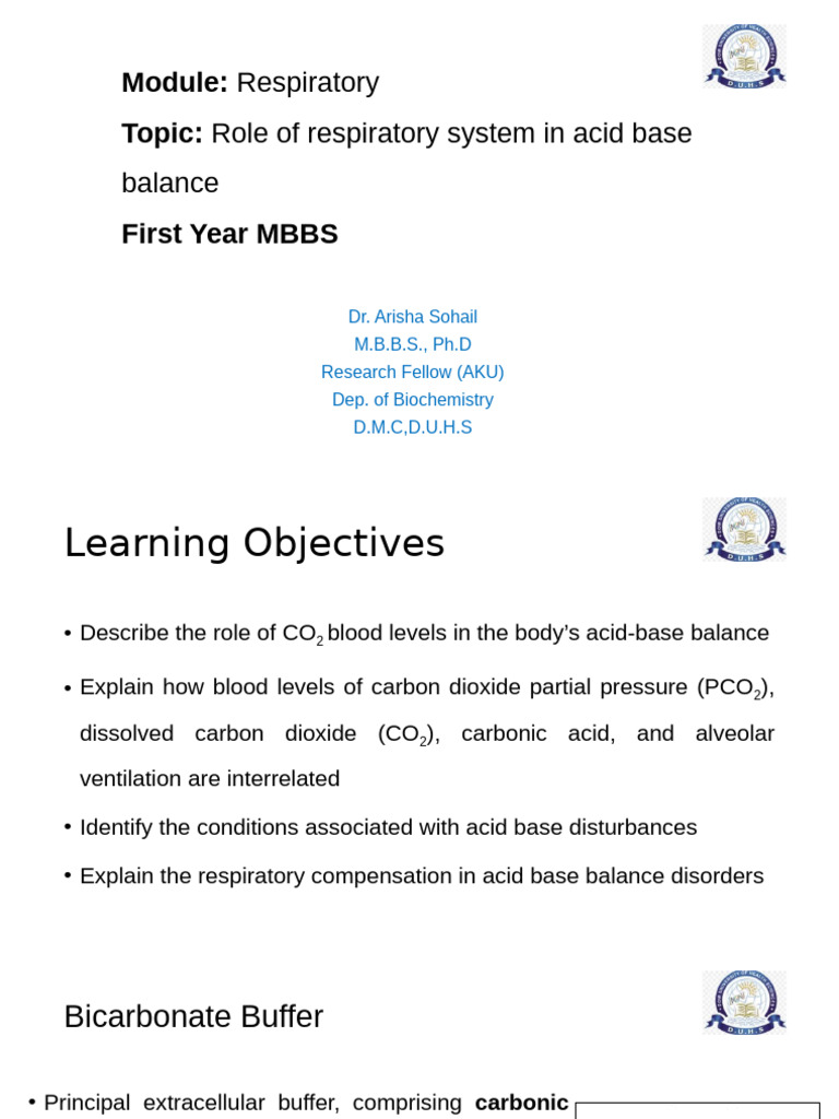 Role of Respiratory System in Acid Base Balance | PDF | Breathing ...