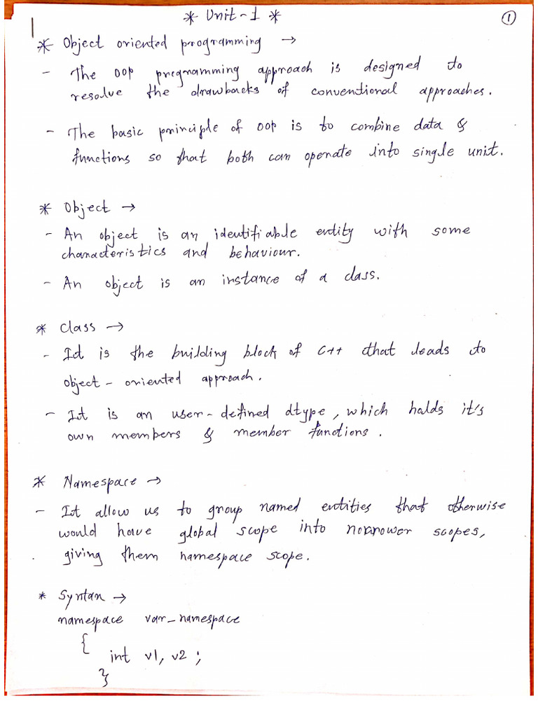 Oop Unit 1 | PDF