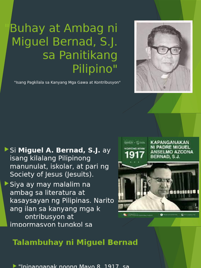Buhay at Ambag Ni Miguel Bernad | PDF