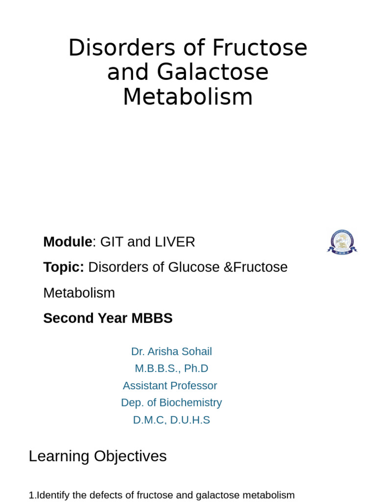 Disorders of Fructose and Galactose Metabolism | PDF | Fructose ...