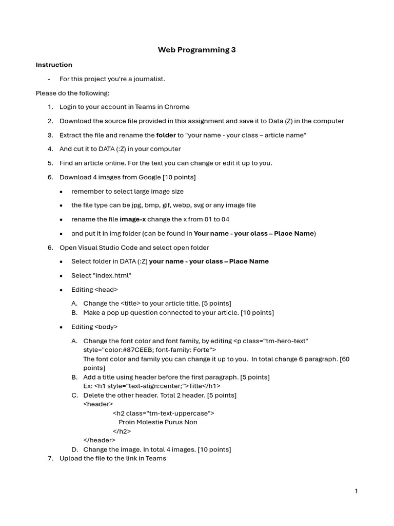 Web Programming Project Instructions | PDF