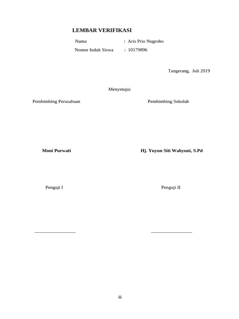 Lembar Verifikasi | PDF