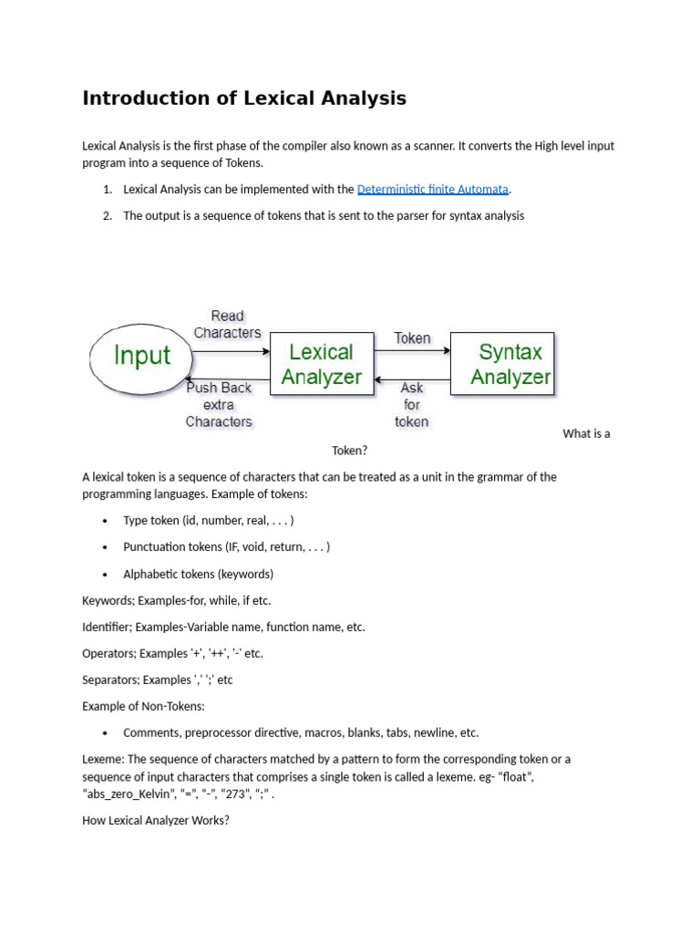 Lecture 4 Lexical Analysis | PDF | Parsing | Regular Expression