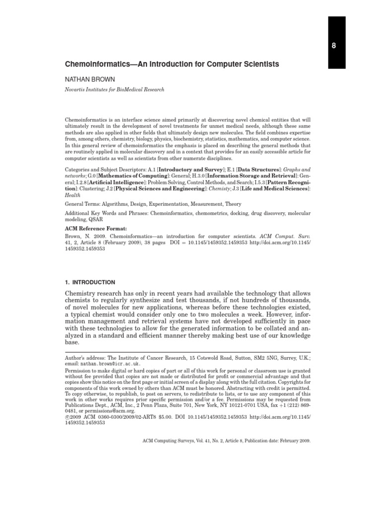 Introduction To Cheminformatics | PDF | Covalent Bond | High Throughput ...