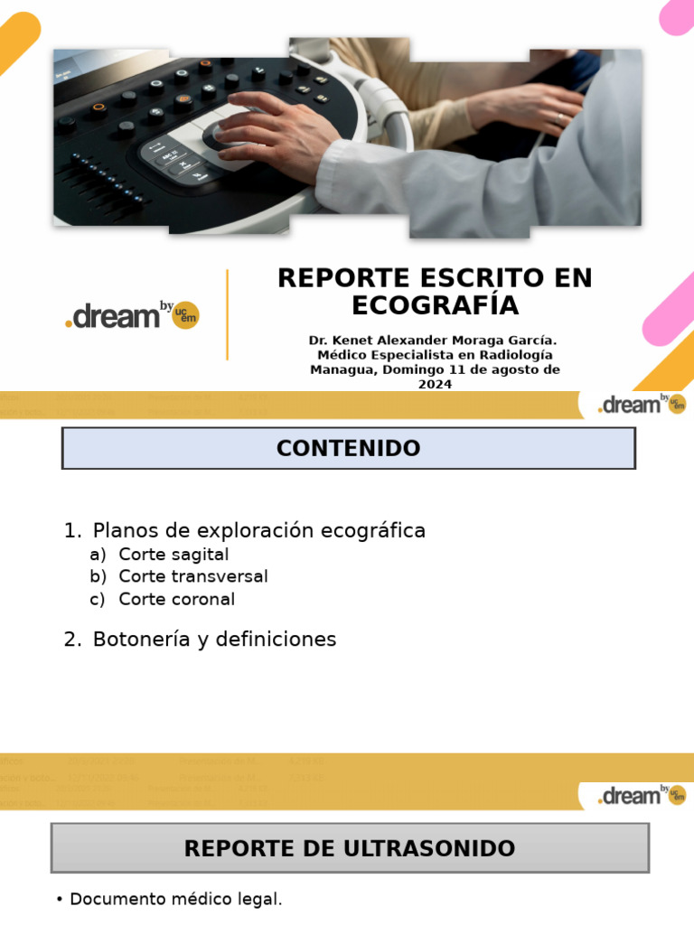 Reporte Escrito en Ecografía | PDF | Ultrasonido | Ultrasonido médico