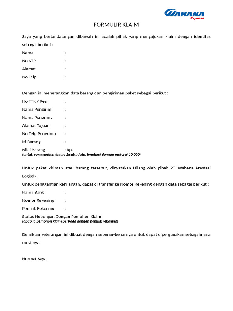 Formulir Klaim 23092024 Rev | PDF