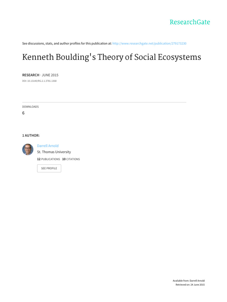 Kenneth Boulding Theory of Social Ecosys | PDF | Ecology | Systems Theory