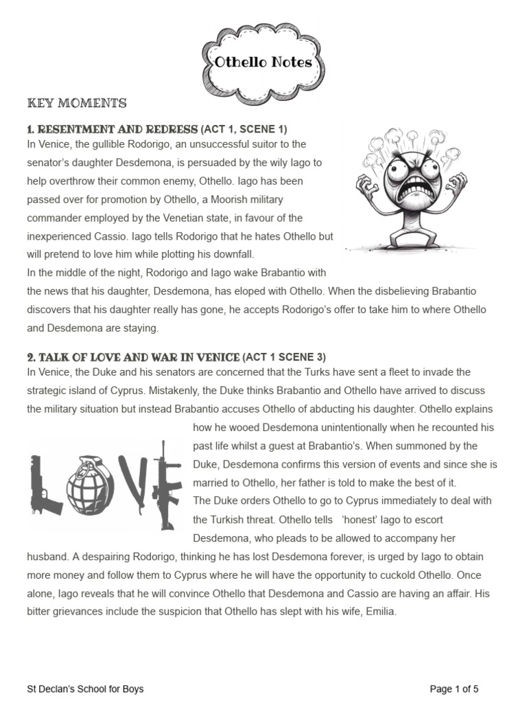 Othello Notes Pdf Othello Iago