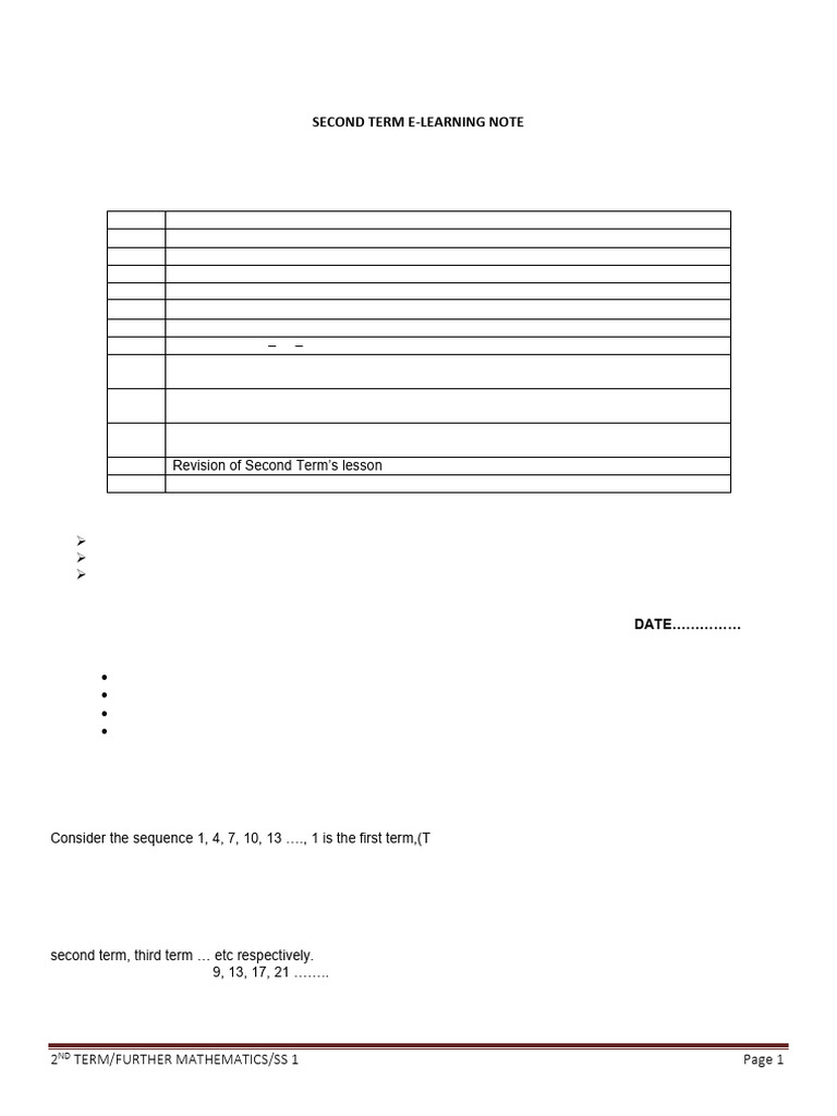 Second Term SS1 Further Mathematics 1 | PDF | Trigonometric Functions ...