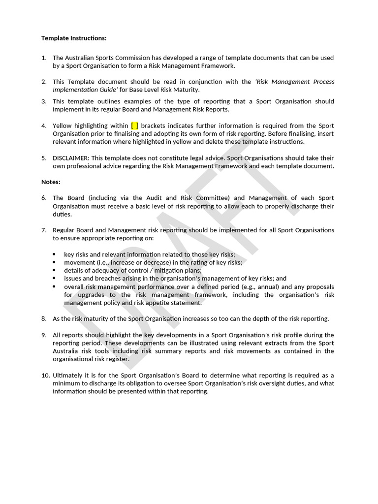 Template Board Risk Reporting | PDF | Risk | Risk Management