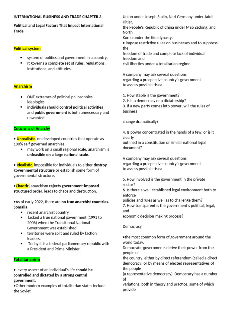 International Business and Trade Chapter 3 | PDF | Democracy ...