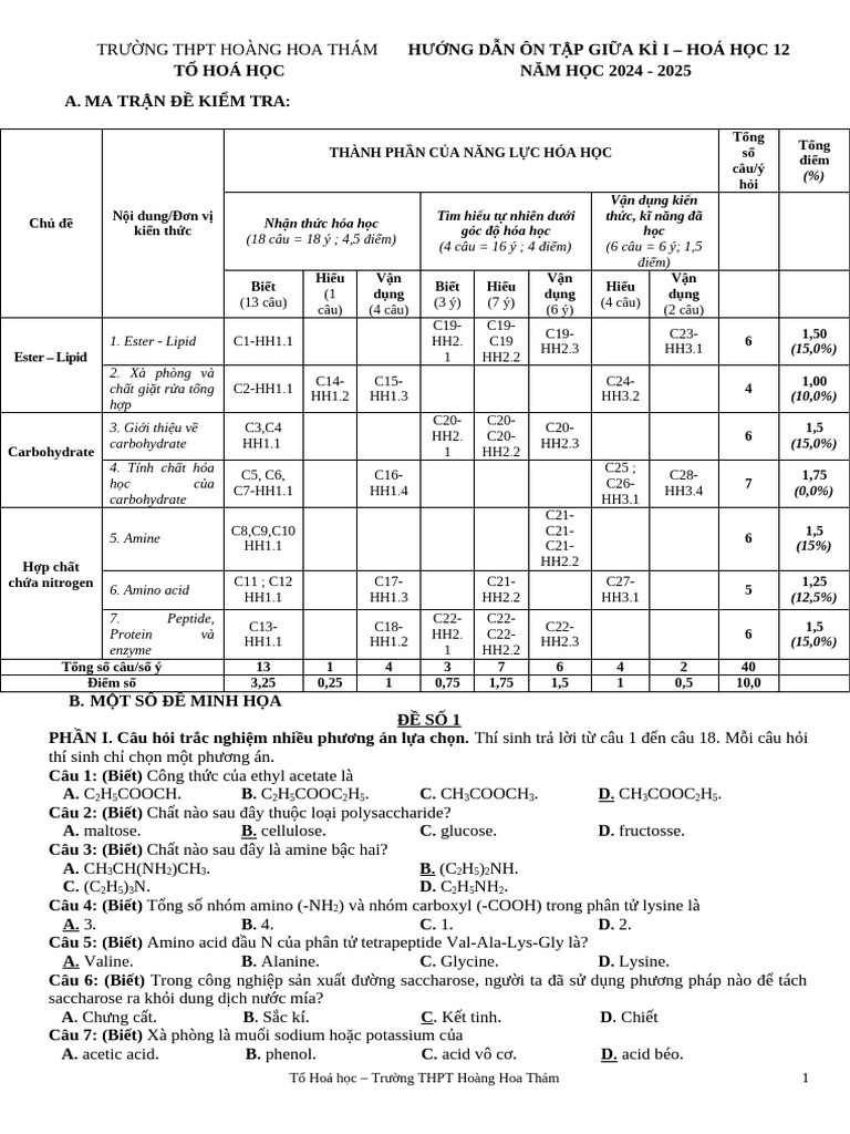 đề GK1-Hoa 12 -GV (24-25) -HHT | PDF