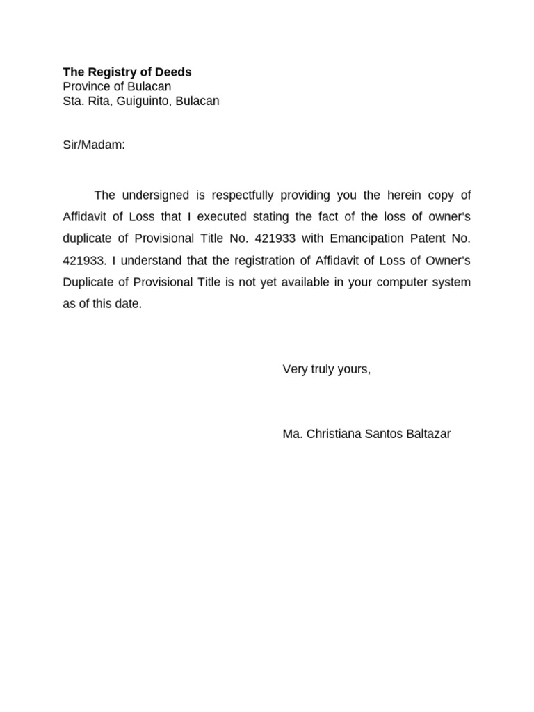 The Registry of Deeds - Request | PDF