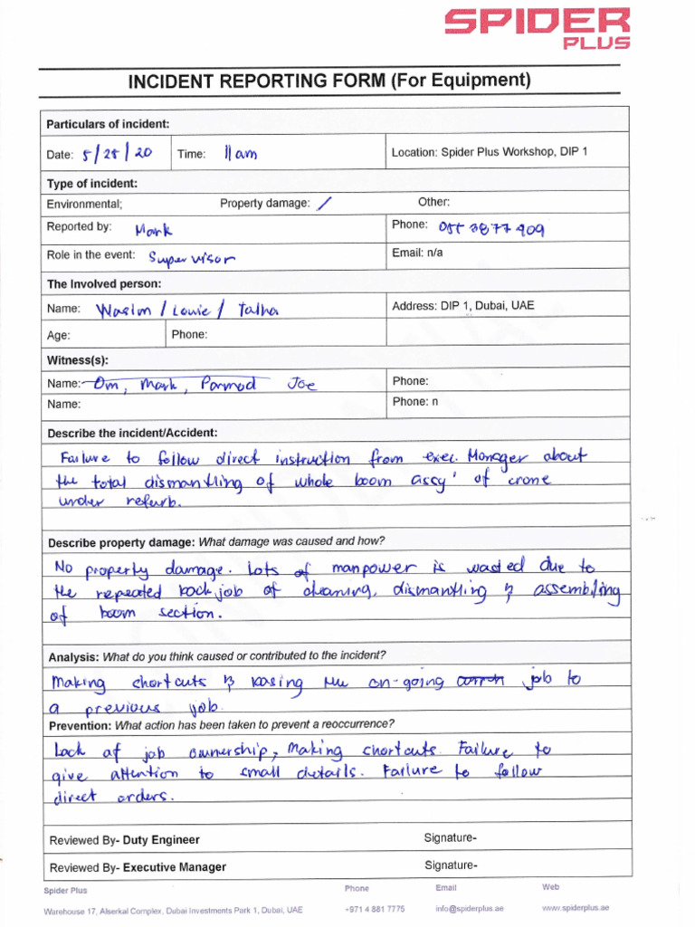 Incident Report Based On - Failure To Follow Instructions | PDF