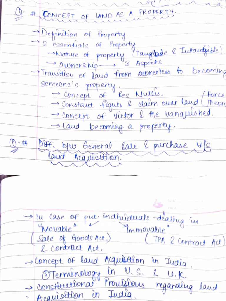 Pointers Unit I & II - Land Law | PDF
