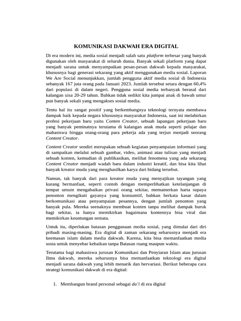 Strategi Dakwah di Era Digital | PDF