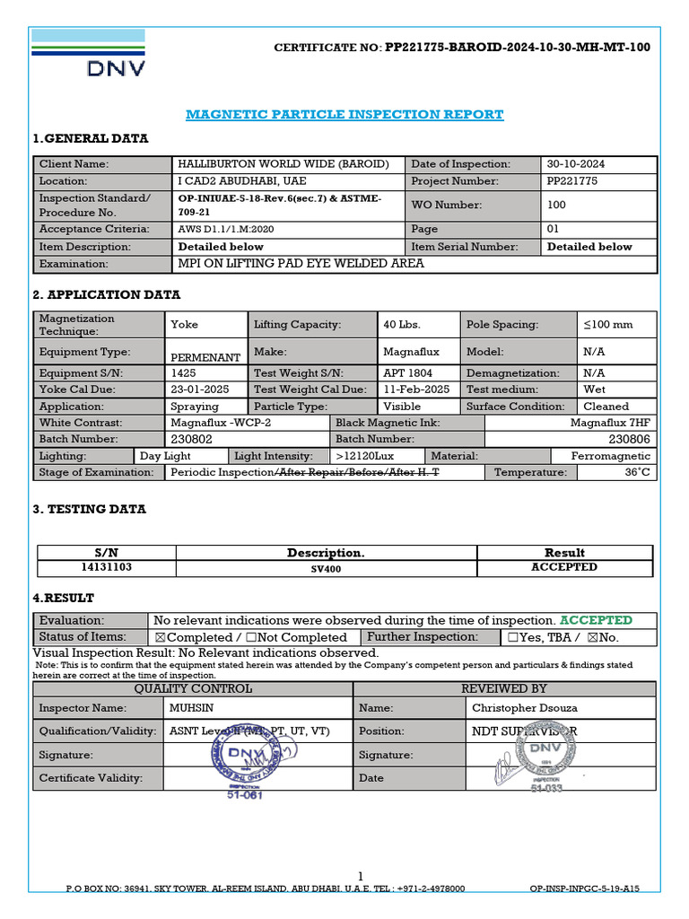 14131103-SV400 - Mh-Mpi-30-10-2024 | PDF | Nondestructive Testing ...