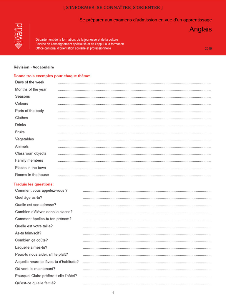 Exad Ex Anglais | PDF | French Conjugation | Linguistics