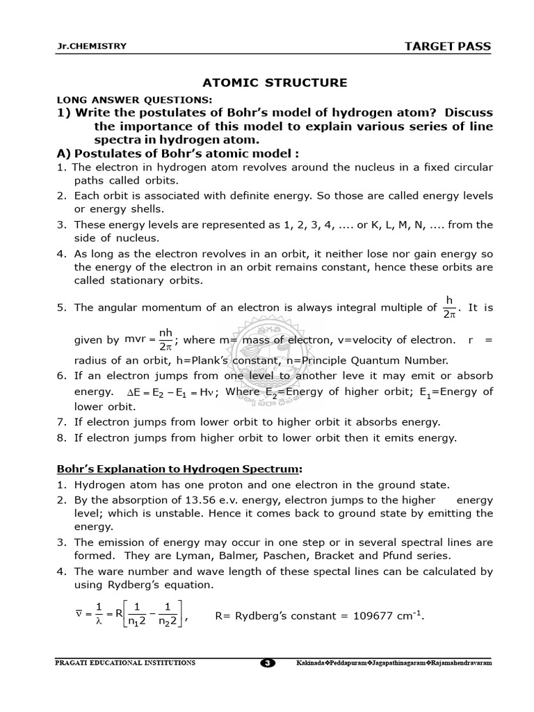 JR Chemistry TP Material 2024-25 | PDF | Chemical Bond | Gases