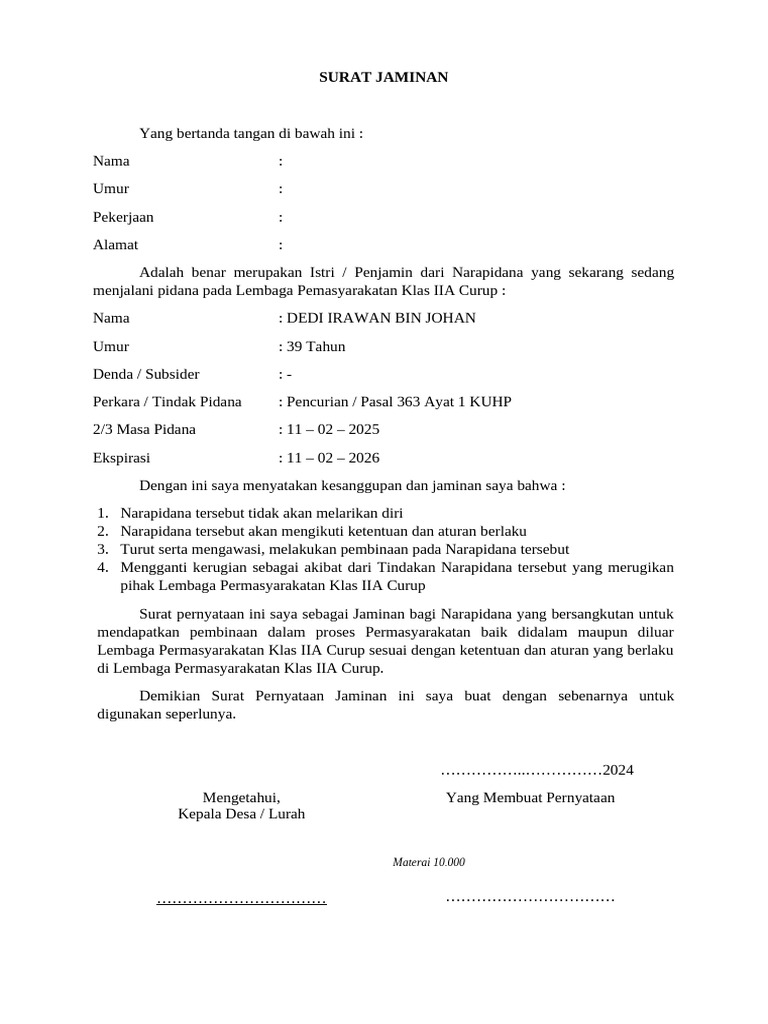 Surat Jaminan | PDF