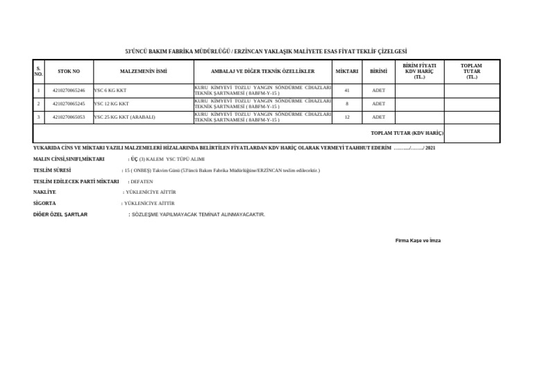 3 KLM - Yak.mal - Fi̇yat Tes - Yangin Tüpü | PDF