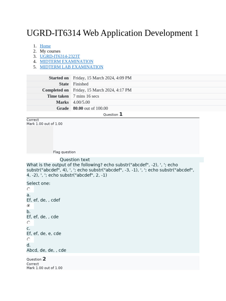 UGRD-IT6314 Web Application Development 1 Midterm Exam Lab PDF | PDF