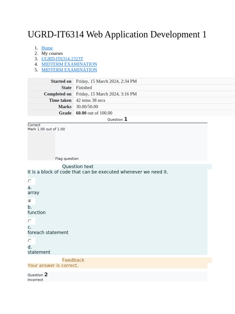 UGRD-IT6314 Web Application Development 1 Midterm Lecture | PDF | C (Programming Language ...