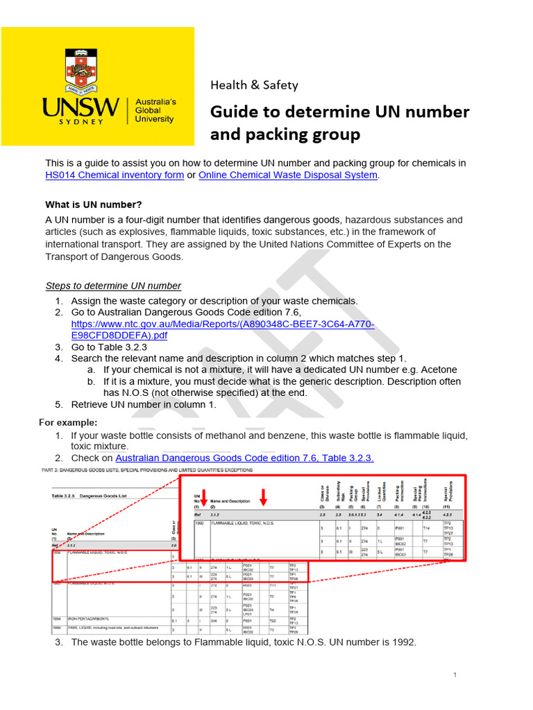 2023 07 Guide To Determine UN Number and Packing Group | PDF ...