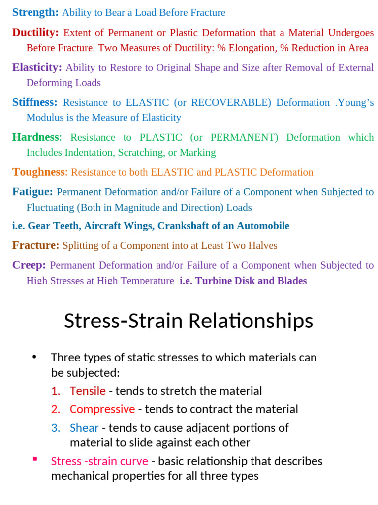 Mechanical Properties of Materials | PDF | Deformation (Engineering) | Yield (Engineering)