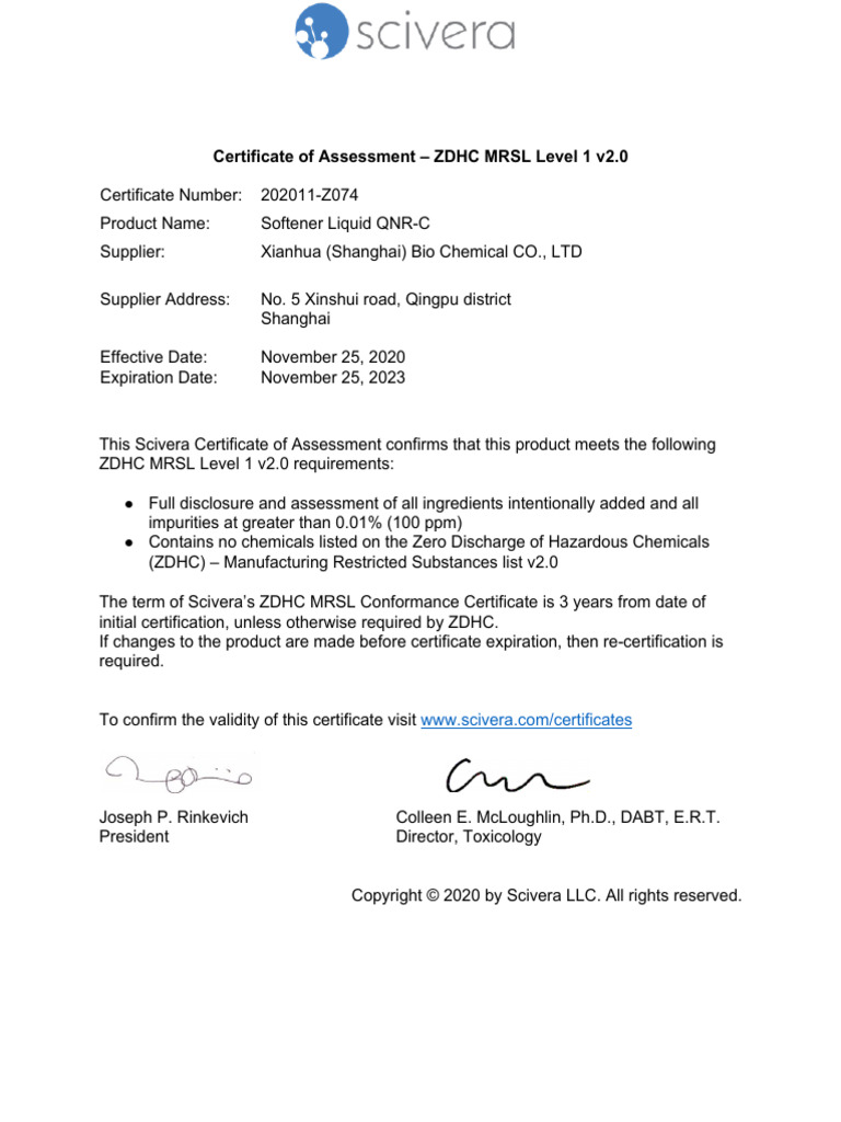 SC Report - Redacted Softener Liquid QNR-C | PDF