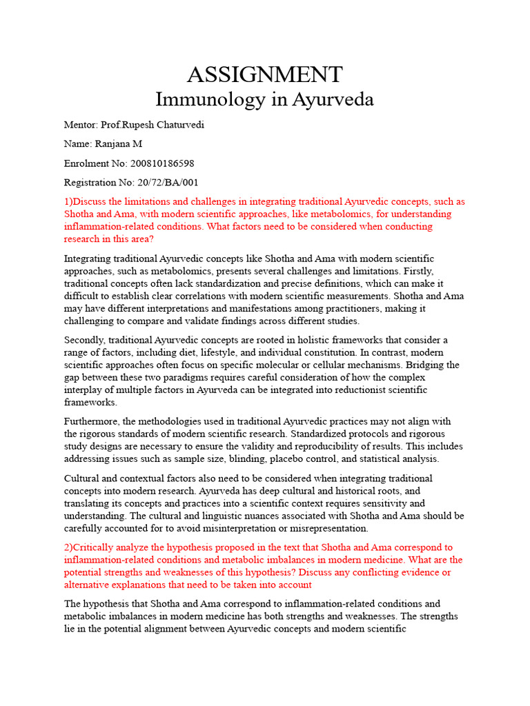 Ranjana Immunology Assignment | PDF | Metabolomics | Biomarker