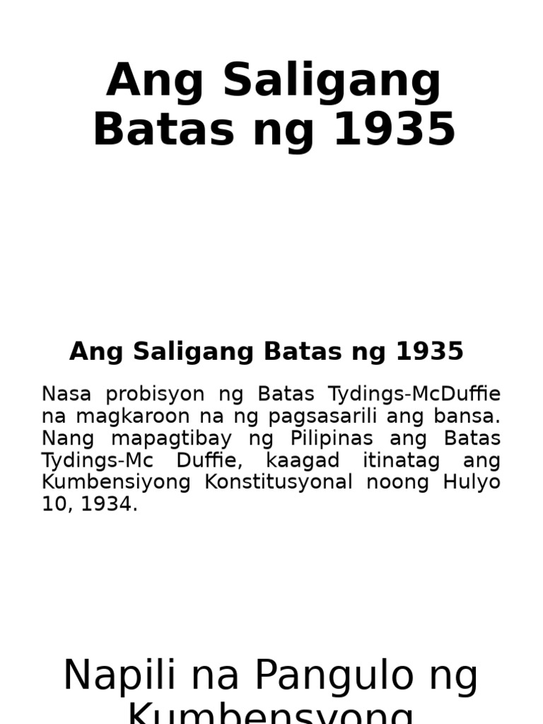 Ang Saligang Batas NG 1935 | PDF